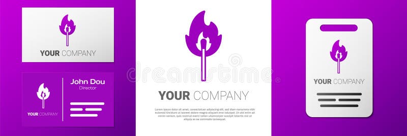 Logotype Burning Match with Fire Icon Isolated on White Background ... Logotype Burning Match with Fire Icon Isolated on White Background ...