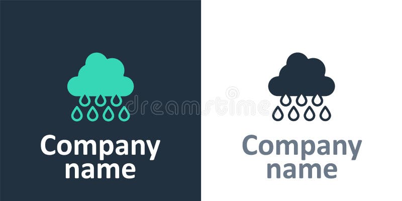 Logotype Cloud with Rain Icon Isolated on White Background. Rain Cloud ...