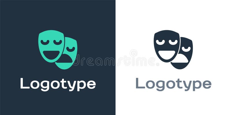 Logotype Comedy and Tragedy Theatrical Masks Icon Isolated on White ...