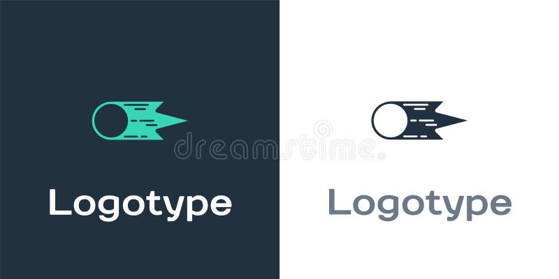 Logotype Comet Falling Down Fast Icon Isolated on White Background ...