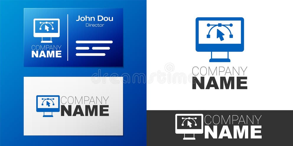 Logotype Computer Display with Vector Design Program Icon Isolated on Isolated on White ...