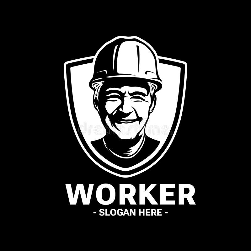 Construction Worker with Safety Hard Hat. Worker Logo. Vector and ...