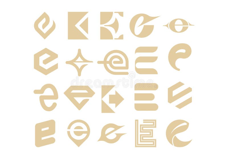 Logotypes E Letter Element Set Stock Vector - Illustration of font ...