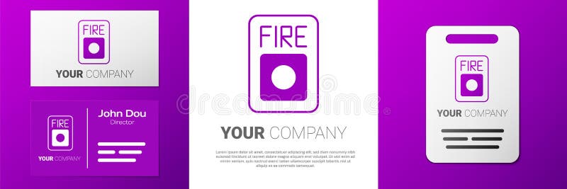 Logotype Fire Alarm System Icon Isolated on White Background. Pull ...