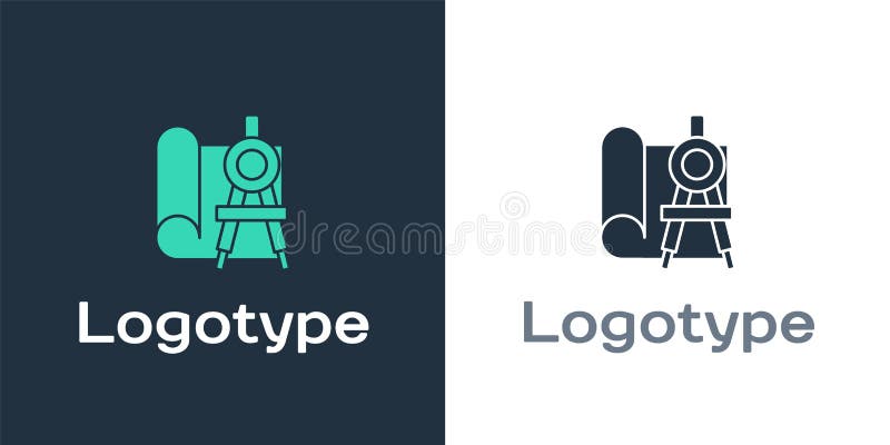 Logotype Graphing Paper for Engineering and Drawing Compass Icon ...