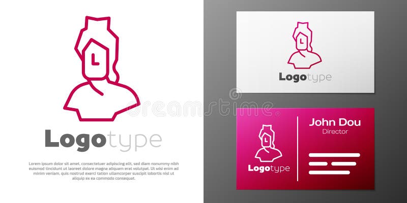 Logotype Line Ancient Bust Sculpture Icon Isolated on White Background ...