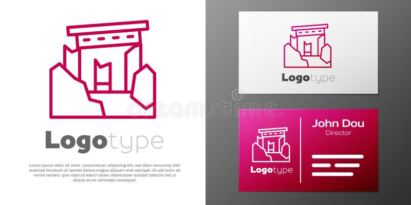 Logotype Line Ancient Ruins Icon Isolated on White Background. Logo ...