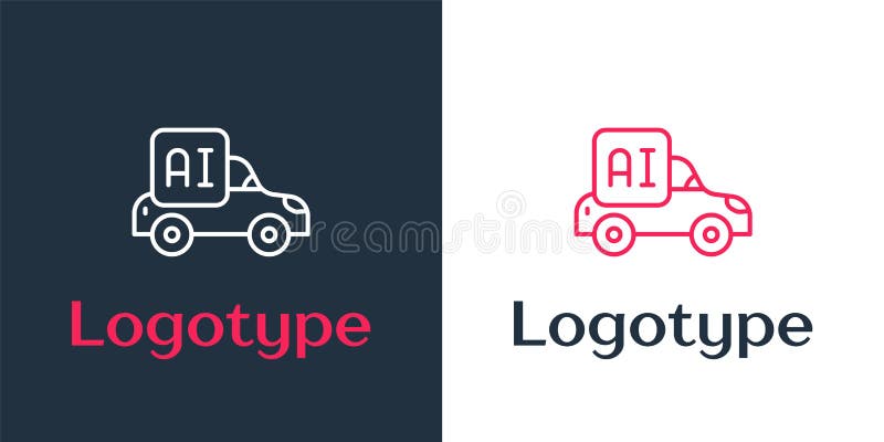 Logotype Line Autonomous Artificial Intelligence Smart Car Icon ...