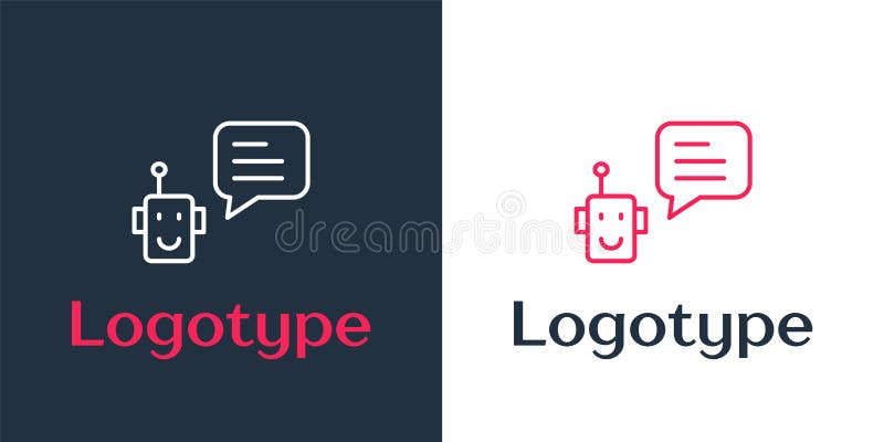 Logotype Line Bot Icon Isolated on White Background. Robot Icon. Logo ...