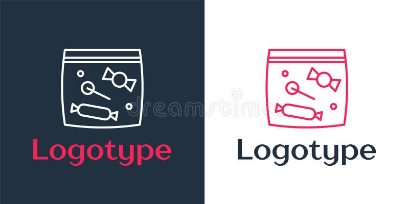 Logotype Line Candy Packaging for Sweets Icon Isolated on White ...