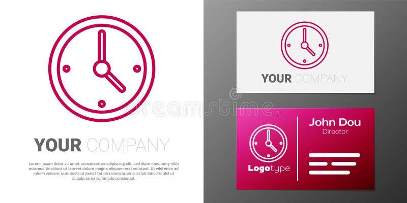 Logotype Line Clock Icon Isolated on White Background. Time Symbol ...
