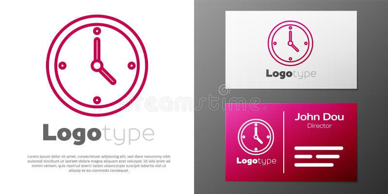 Logotype Line Clock Icon Isolated on White Background. Time Symbol ...