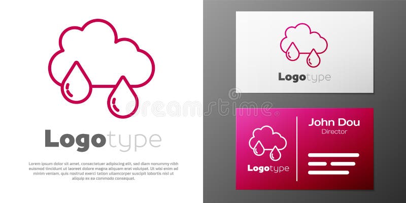 Logotype Line Cloud with Rain Icon Isolated on White Background. Rain ...
