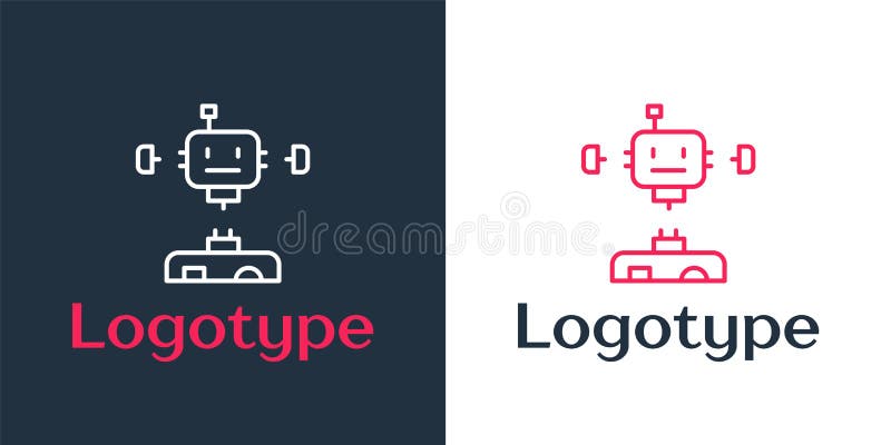 Logotype Line Disassembled Robot Icon Isolated on White Background ...
