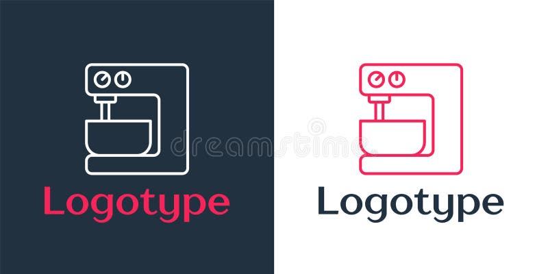 Logotype Line Electric Mixer Icon Isolated on White Background. Kitchen ...