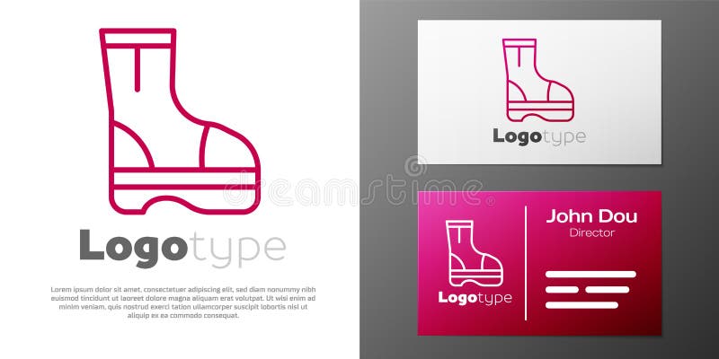 Logotype Line Fire Boots Icon Isolated on White Background. Logo Design ...