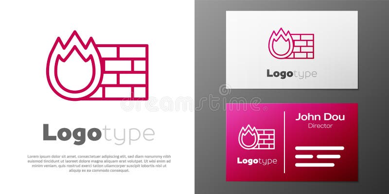 Logotype Line Firewall, Security Wall Icon Isolated on White Background ...