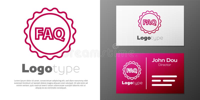 Logotype Line Label with Text FAQ Information Icon Isolated on White ...