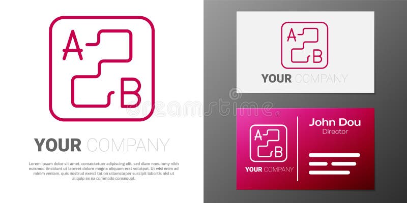 Logotype Line Route Location Icon Isolated on White Background. Map ...