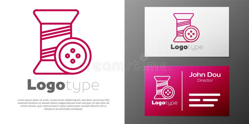 Logotype Line Sewing Thread on Spool and Button Icon Isolated on White ...