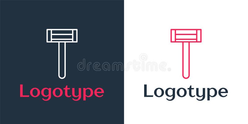 Logotype Line Shaving Razor Icon Isolated on White Background. Logo ...