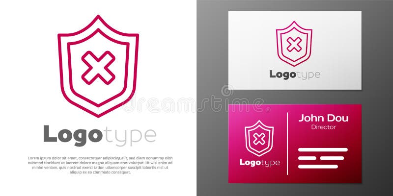 Logotype Line Shield with Cross Mark Icon Isolated on White Background ...