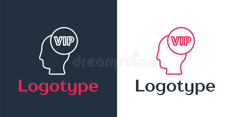 Logotype Line Vip Inside Human Head Icon Isolated on White Background ...