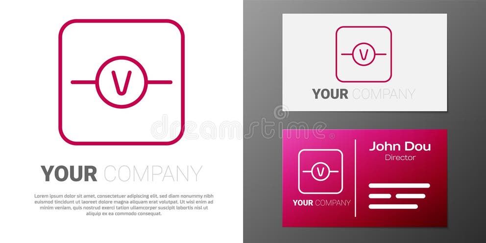 Logotype Line Voltmeter Electronic Component Icon Isolated on White ...
