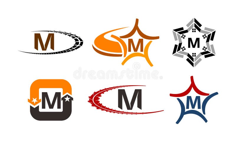 Logotype M Modern Template Set Stock Vector - Illustration of media ...