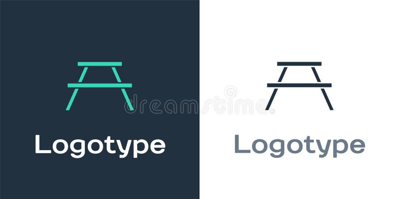 Logotype Picnic Table with Benches on Either Side of the Table Icon ...