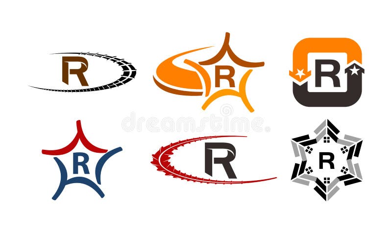Logotype R Modern Template Set Stock Vector - Illustration of plan ...