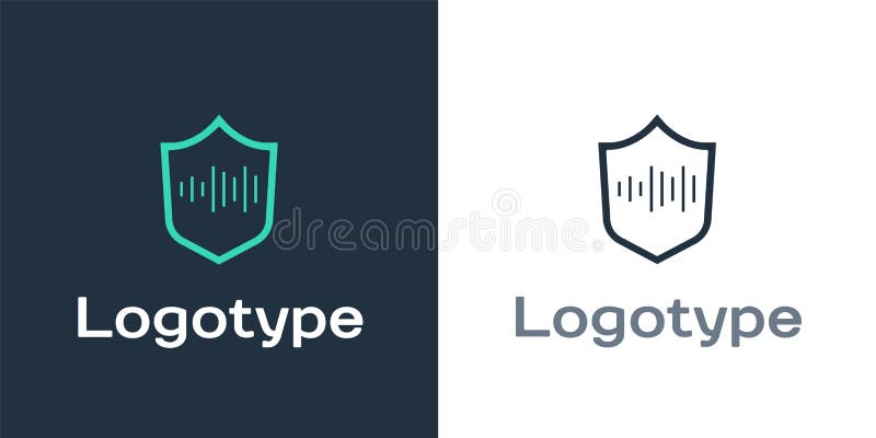 Logotype Shield Voice Recognition Icon Isolated on White Background ...