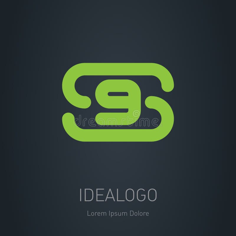 Logotype Template with Number 9 and Letter S. Vector Design Elem Stock ...