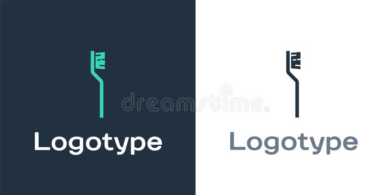 Logotype Toothbrush Icon Isolated on White Background. Logo Design ...