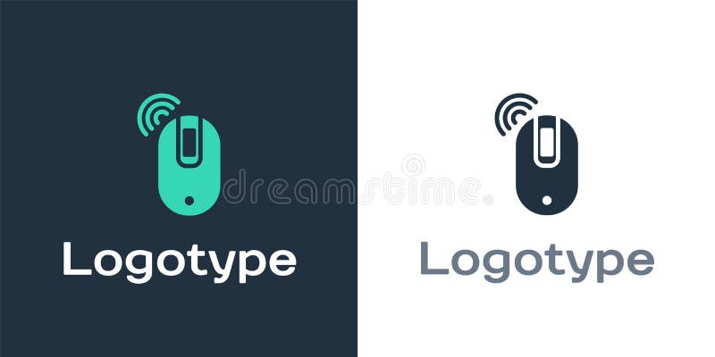 Logotype Wireless Computer Mouse Icon Isolated on White Background ...