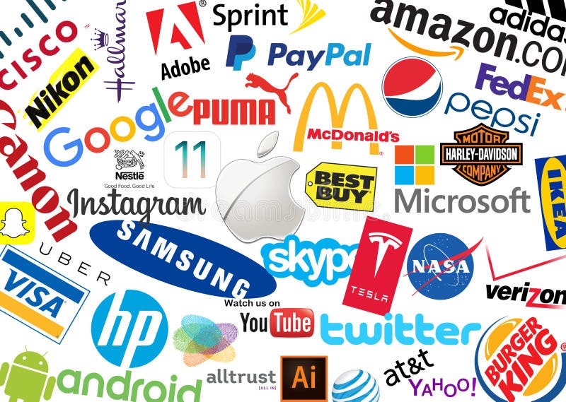 Logotypes De Marque Du Monde Photo stock éditorial - Illustration du ...