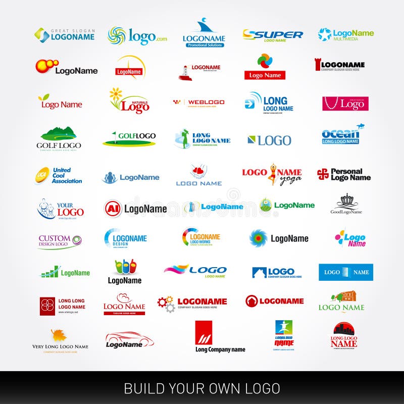 Logotypes Set. 50 Logo Design Templates. 50 Logotypes on Various Themes ...