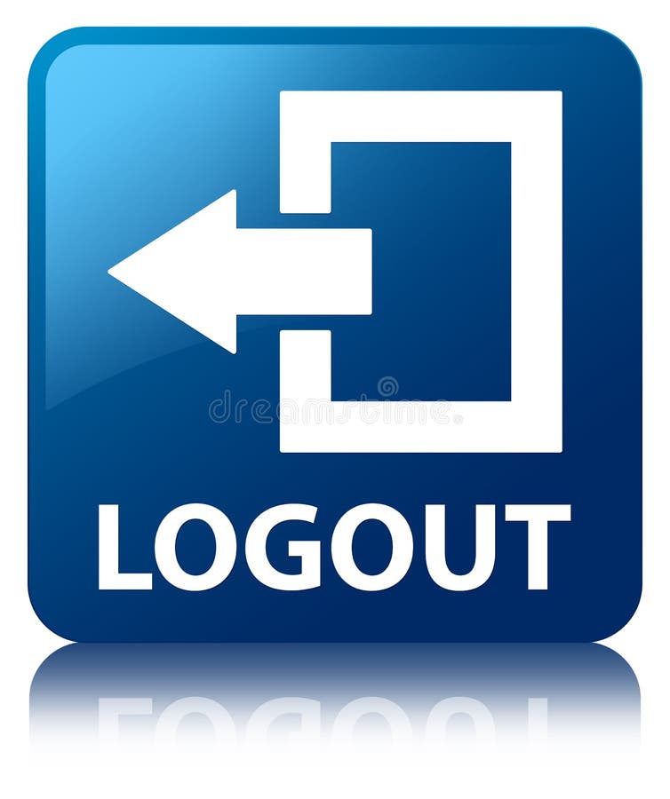 Logout blue square button stock illustration. Illustration of button ...