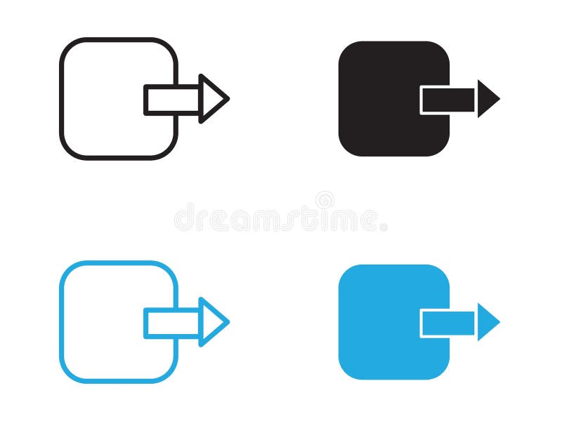 Logout Exit Icon Black and White Vector Outline Sign Stock Vector ...