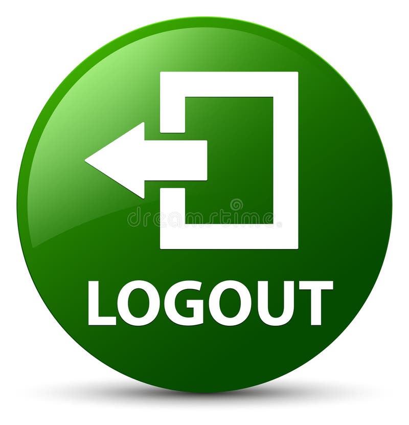 Logout green round button stock illustration. Illustration of symbol ...