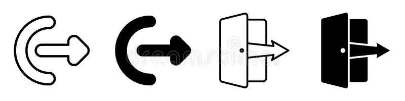 Logout Icons Versions Set in Black Flat and Line Style Stock Vector ...