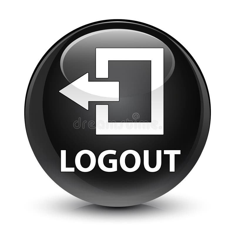 Logout Glassy Black Round Button Stock Illustration - Illustration of ...