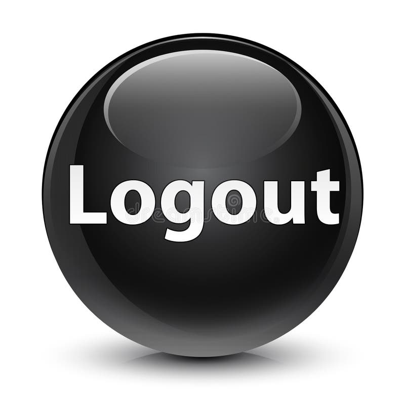 Logout Glassy Black Round Button Stock Illustration - Illustration of ...
