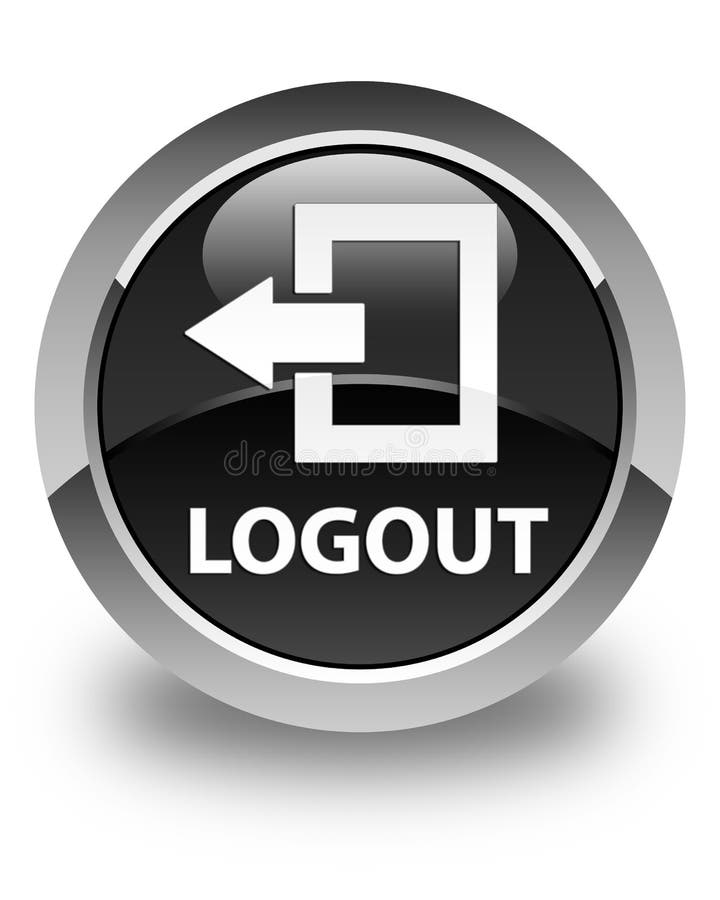 Logout Glossy Black Round Button Stock Illustration - Illustration of ...