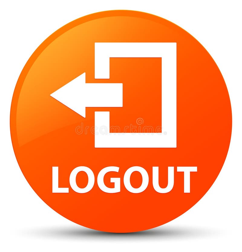 Logout orange round button stock illustration. Illustration of logout ...