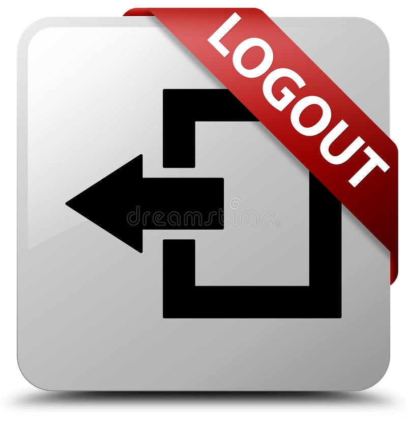Logout White Square Button Red Ribbon in Corner Stock Illustration ...