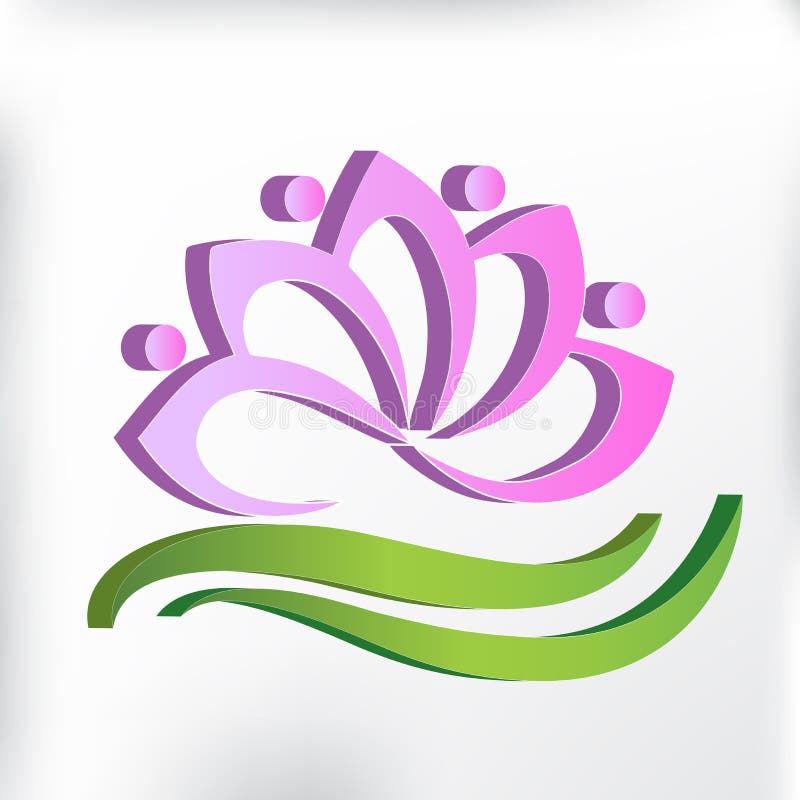 Logovektorbild-Illustrationsgrafikdesign Der Lotus-Blumenyogateamwork ...