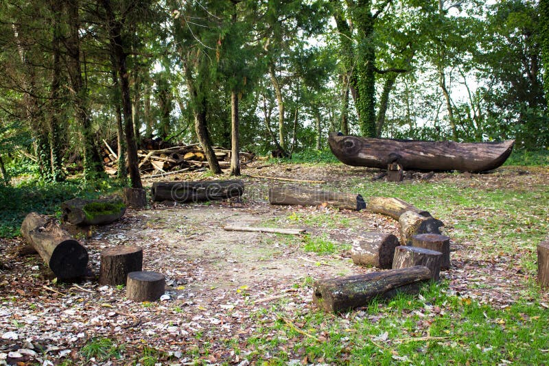 Logs around Camp stock image. Image of natural, wooden - 130914797