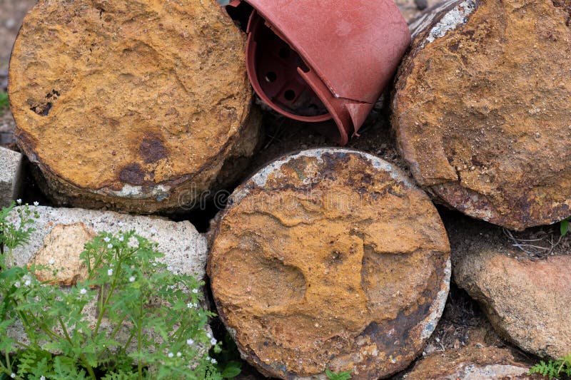 Logs and a Bucket in a Farm Yard Stock Image - Image of yard, farm ...