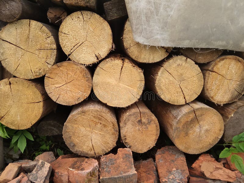 Logs for Building a Bathhouse Stock Image - Image of construction, logs ...